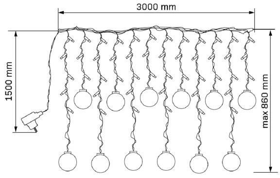 LED Vánoční závěs WISH BALLS 108xLED/8 funkcí 4,5 m teplá bílá