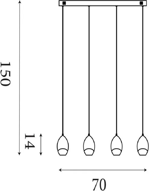 Searchlight 11140-4LT Stmívatelné LED svítidlo SEEDS oválná CHAMPAGNE skla