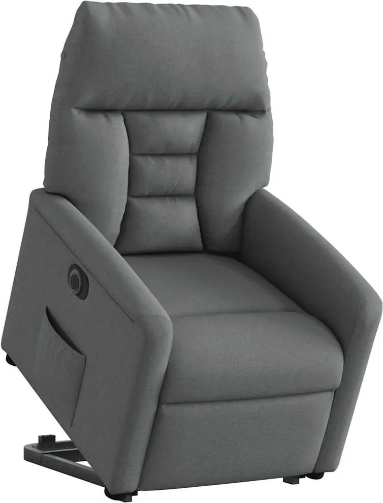 Elektrické zvedací polohovací křeslo tmavě šedé textil 3303053