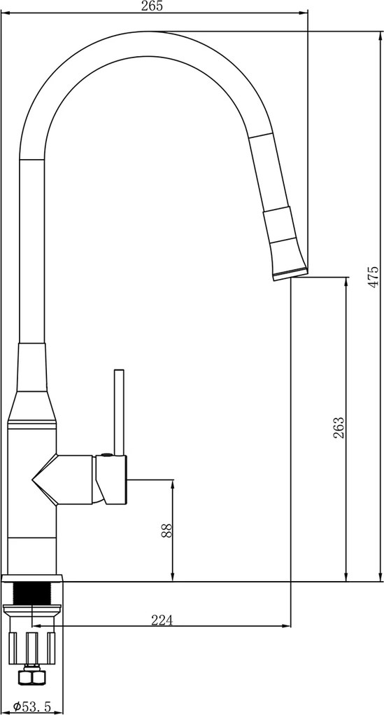 Sapho Sili dřezová baterie stojánková flexibilní ramínko bílá chrom SR481
