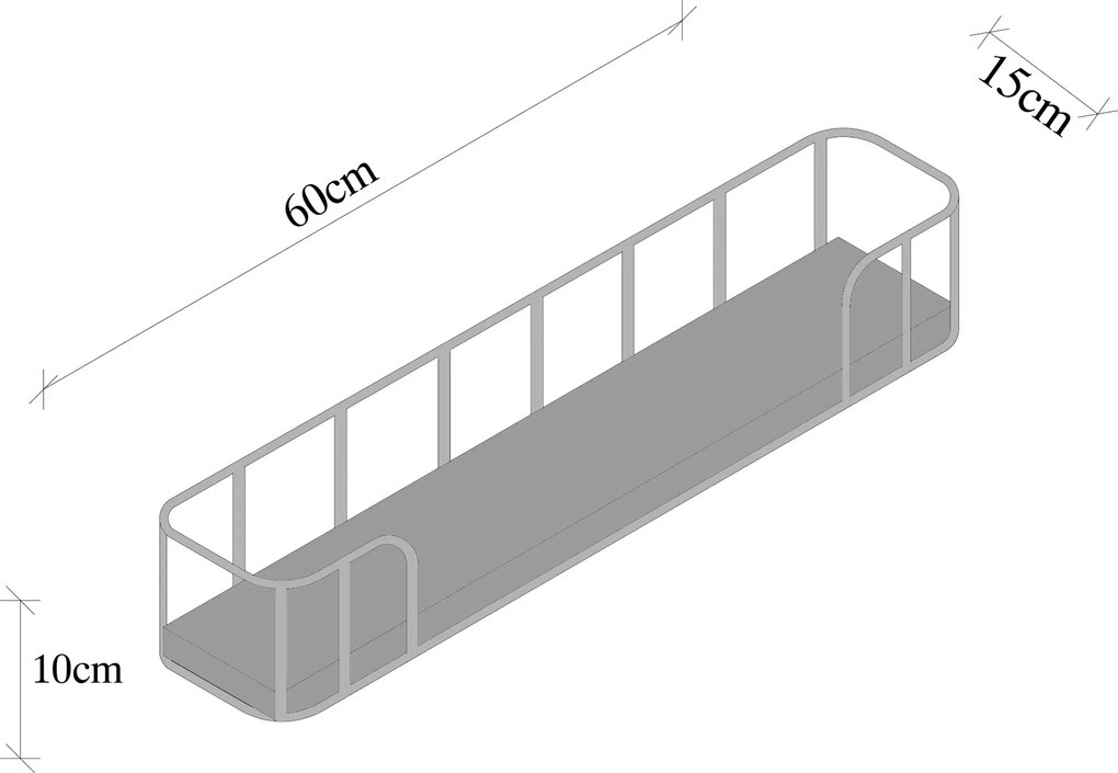 Nástěnná police SYRINGA černá/tmavý ořech