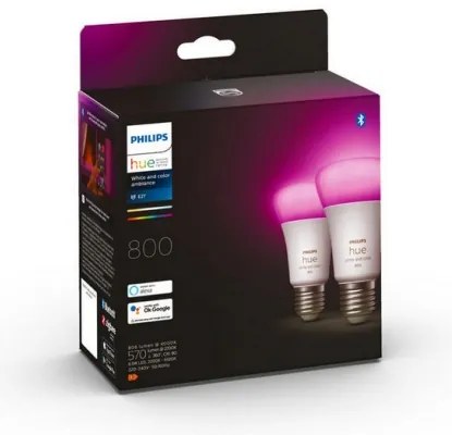 LED žárovka E27 Philips Hue 2ks 6,5W (60W) White and Color Ambiance (2000-6500K/RGB) stmívatelná