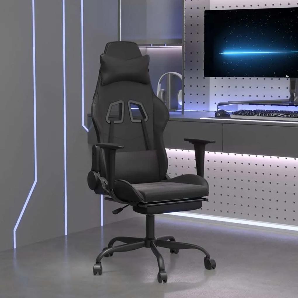 vidaXL Masážní herní židle s podnožkou umělá kůže [345412] Barva: Černo-modrá