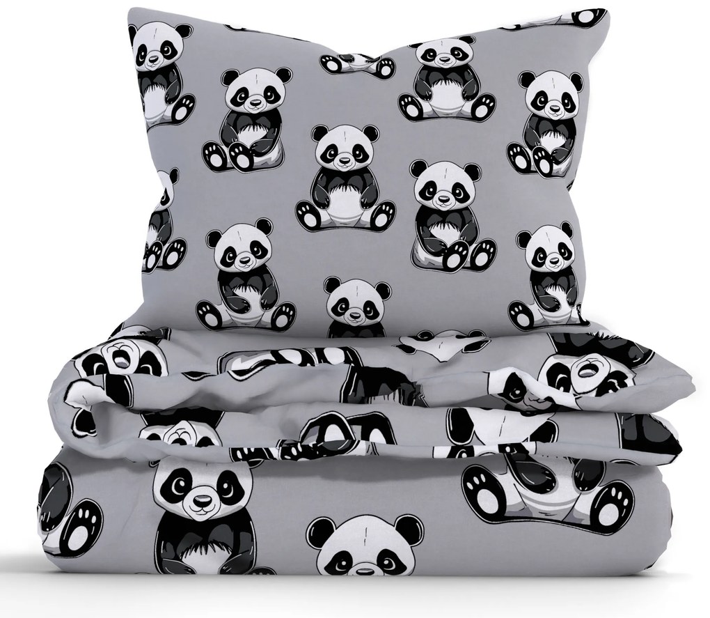 MK Lůžkoviny Bavlněné povlečení Renforcé do postýlky - Panda 100 × 135 cm, 40 x 60 cm