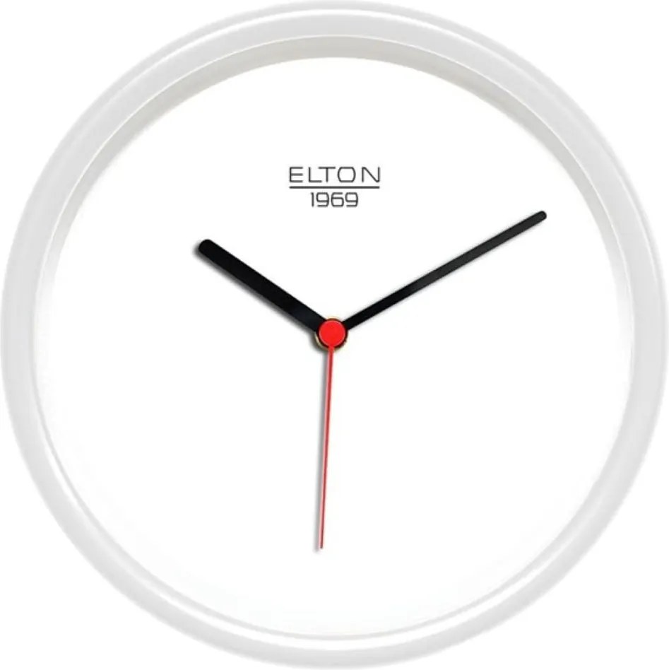 ELTON Kulaté plastové nástěnné hodiny české výroby Elton Pure – bílé E21.4769.00.163377