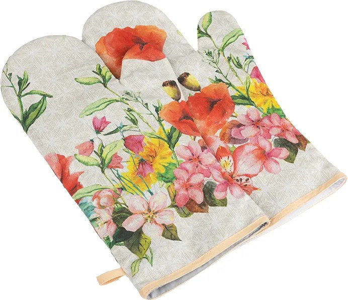 Bellatex Grilovací rukavice 2ks Béžová,Červená 20x36 cm