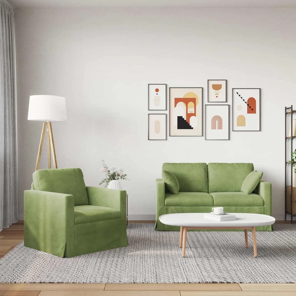 Set pohovek 2 ks Světlá zelená samet 3407510
