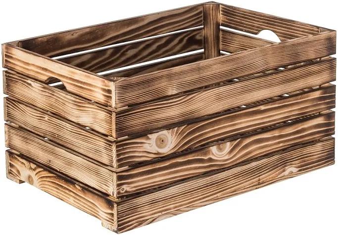 Dřevobox Opálená dřevěná bedýnka 60 x 30 x 30 cm