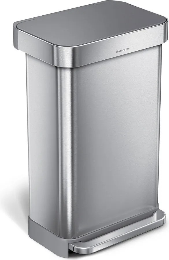 Nášlapný ocelový odpadkový koš ve stříbrné barvě 45 l – simplehuman