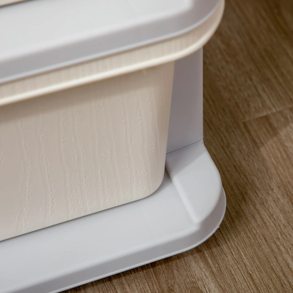 HOMCOM Úložné boxy pro děti, 3 velké zásuvky, oblé hrany, plast, 37x37x56,5 cm, krémově bílá