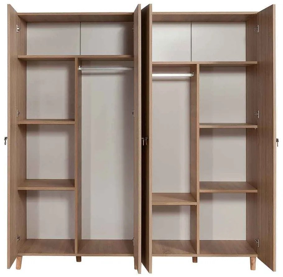 Designová šatní skříň Vallissa II 192 cm vzor dub