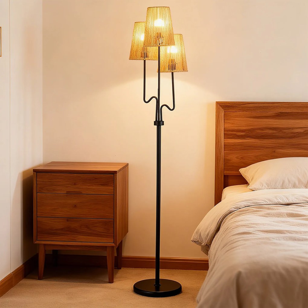 Costway Stojací lampa 175 cm 3 Stojací lampa s plamenem s kovovou základnou