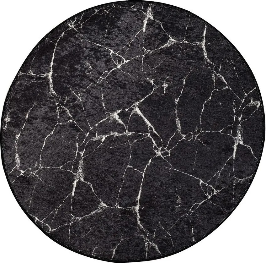 Černá koupelnová předložka ø 100 cm Marble – Foutastic