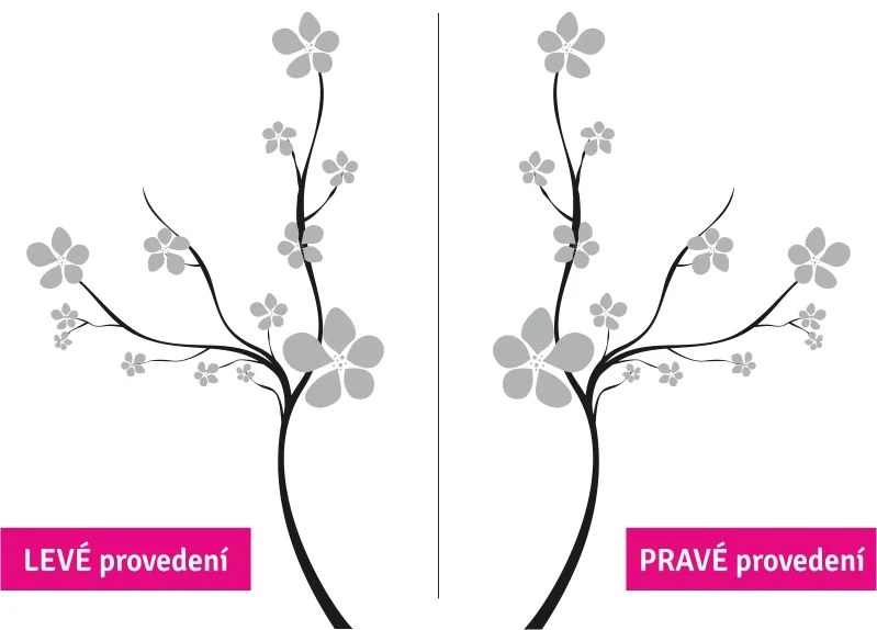 WALLVINIL Samolepky na zeď - Keř s květy Barva: Béžová, Velikost: 90x52 cm, Pravá / Levá: LEVÁ (rostlina je nakloněna doleva)