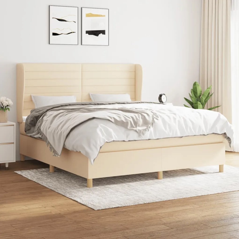 Box spring postel s matrací krémová 140x190 cm textil