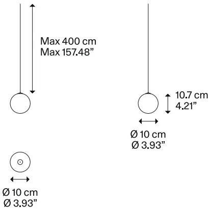 Lodes Random Solo 10, závěs z čirého foukaného skla, 1x3W LED 2700K, prům.10cm