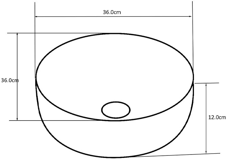 BPS-koupelny Keramické umyvadlo na desku HYD-LA-WH-360 ø36 cm, bílé