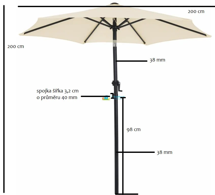 Slunečník béžový průměr 200 cm 102548