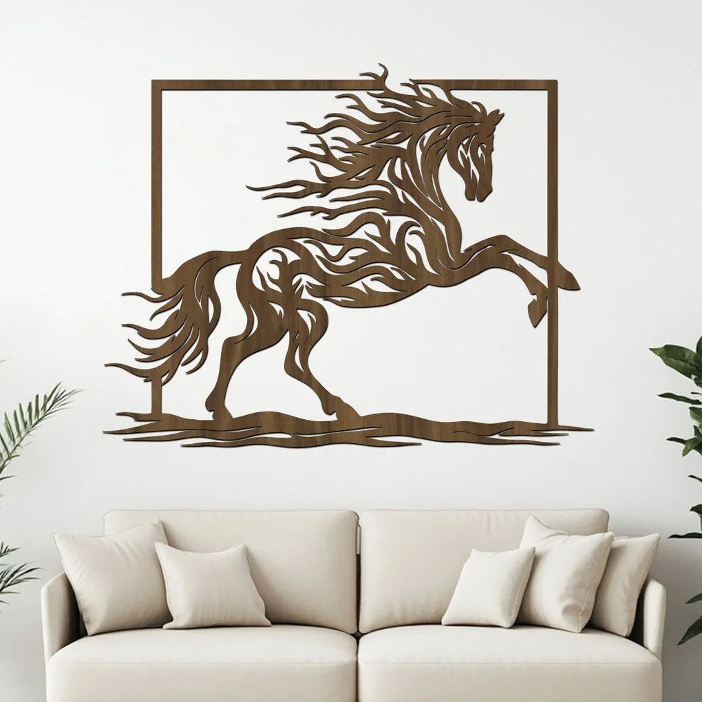 dřevo života Dřevěný obraz HORSE Zvolte rozměr (cm): 80x62, Zvolte barvu dekoru: Černá