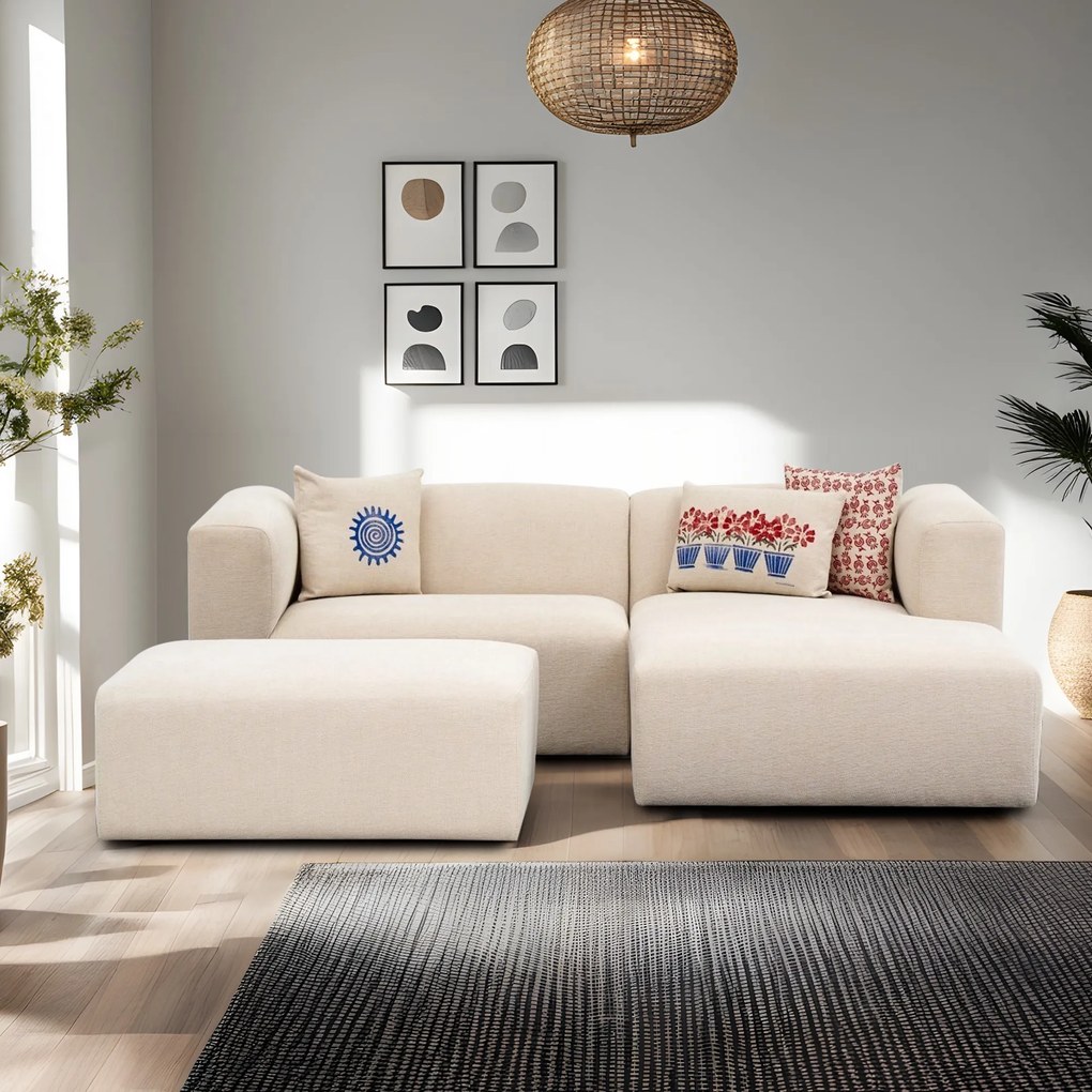 Hanah Home Rohová pohovka LINDEN MINI pravá krémová