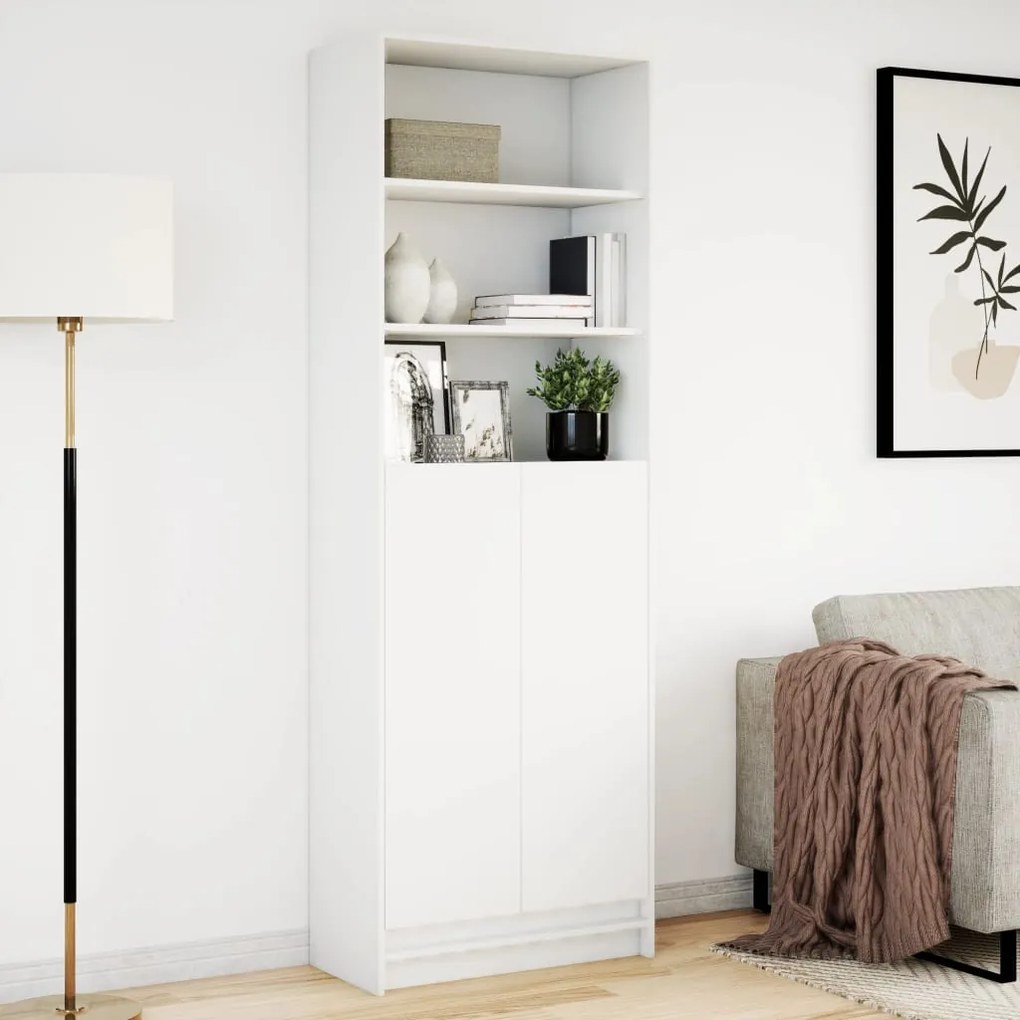 Skříň highboard s LED bílá 69 x 32,5 x 200 cm kompozitní dřevo 3307905