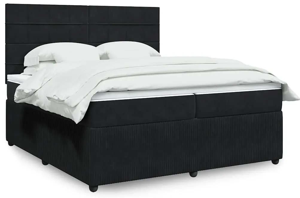 Box spring postel s matrací černá 200x200 cm samet 3292432