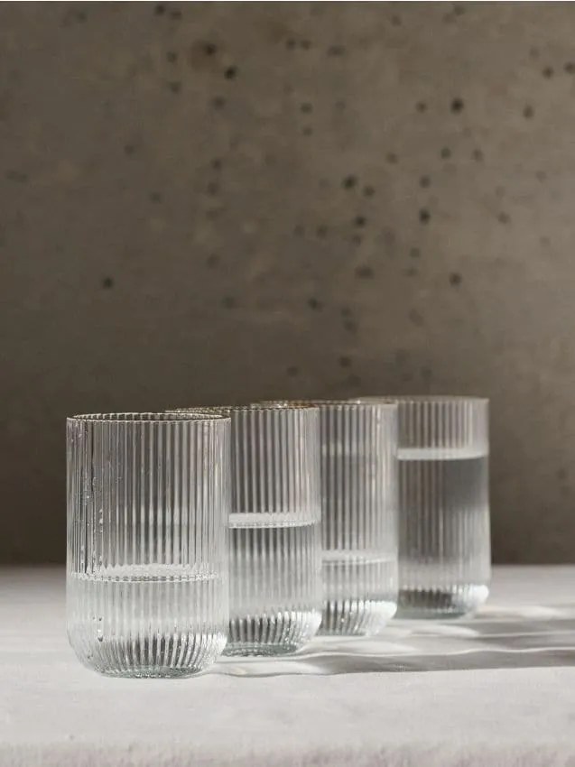 Sinsay - Sada rýhovaných sklenic se zlatým okrajem 4 pack - clear