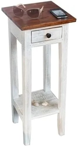 INV Odkládací telefonní stolek Felicita bílý, recyklované dřevo