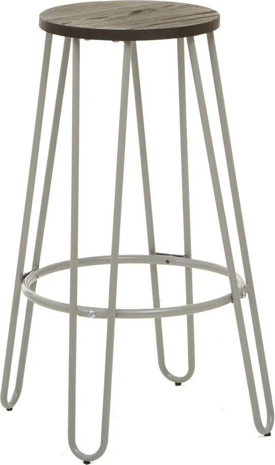 Šedá/v tmavě přírodní barvě barová stolička z jilmového dřeva (výška sedáku 75 cm) District – Premier Housewares