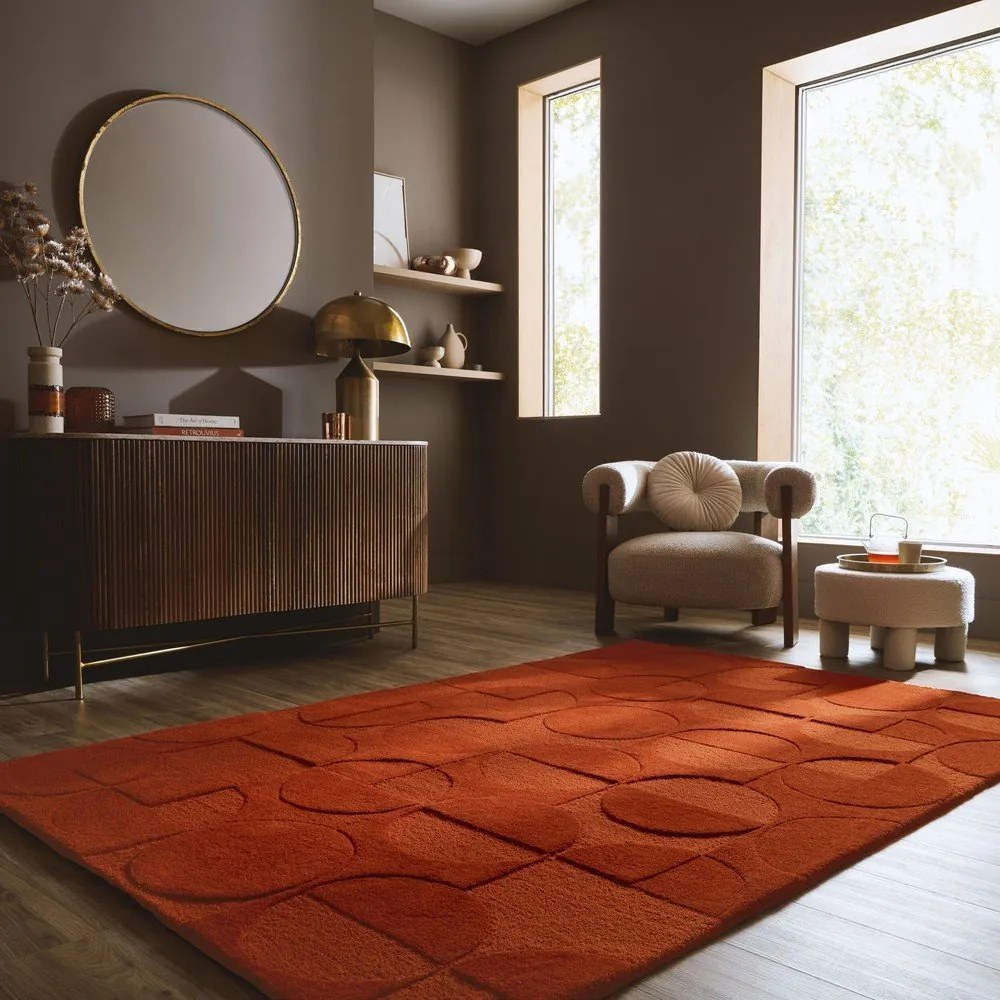 Ručně tkaný vlněný koberec v terakotové barvě 120x170 cm Gigi – Flair Rugs