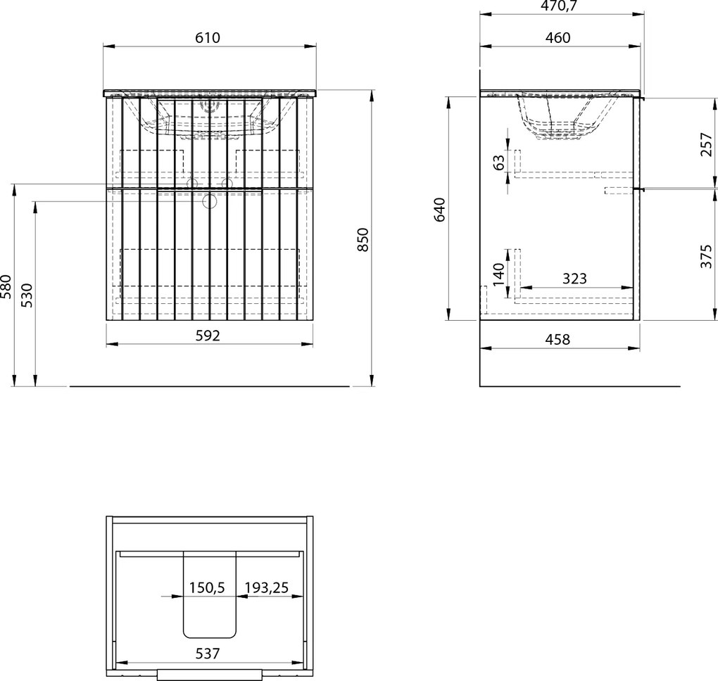 Sapho Cirasa koupelnová skříňka pod umyvadlo 59,2 x 64 x 46 cm verde strip zelená CR601-4444S