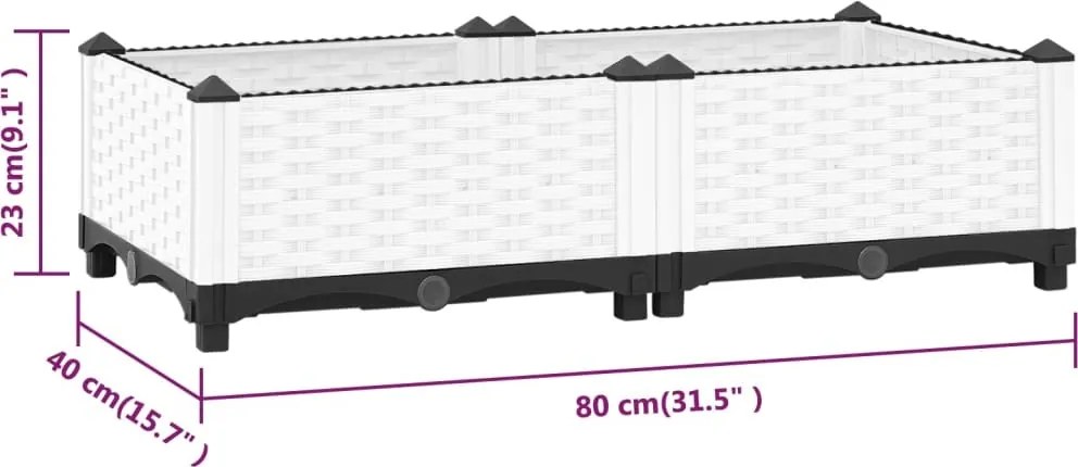 vidaXL Vyvýšený záhon 80 x 40 x 23 cm polypropylen [153305] Barva: Bílá