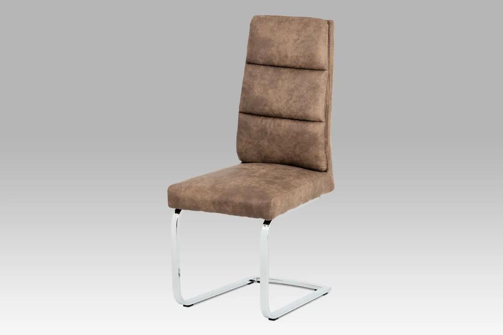 Jídelní židle v kombinaci hnědá látka a chrom DCH-188 BR