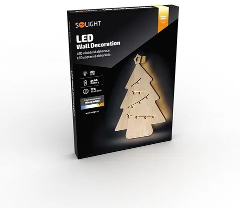 Solight LED nástěnná dekorace vánoční stromek, 24x LED, 2x AA