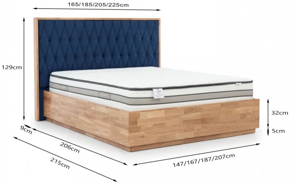 Dřevěná elegantní postel MOLE 180x200 cm