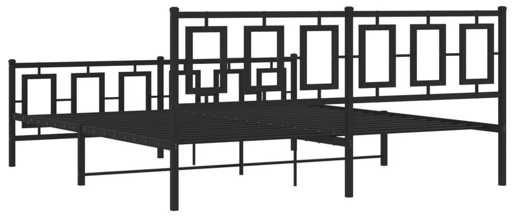 Kovový rám postele s hlavovým a nožním čelem černý 183 x 213 cm - Default Title
