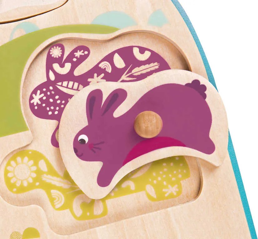 B-TOYS DŘEVO Baby puzzle farma vkládací na desce 8 dílků *DŘEVĚNÉ HRAČKY* bx1843