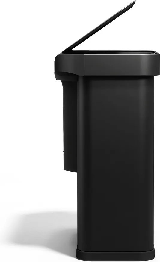 Černý ocelový odpadkový koš 34+24 l na tříděný odpad/bezdotykový Dual Sensor – simplehuman