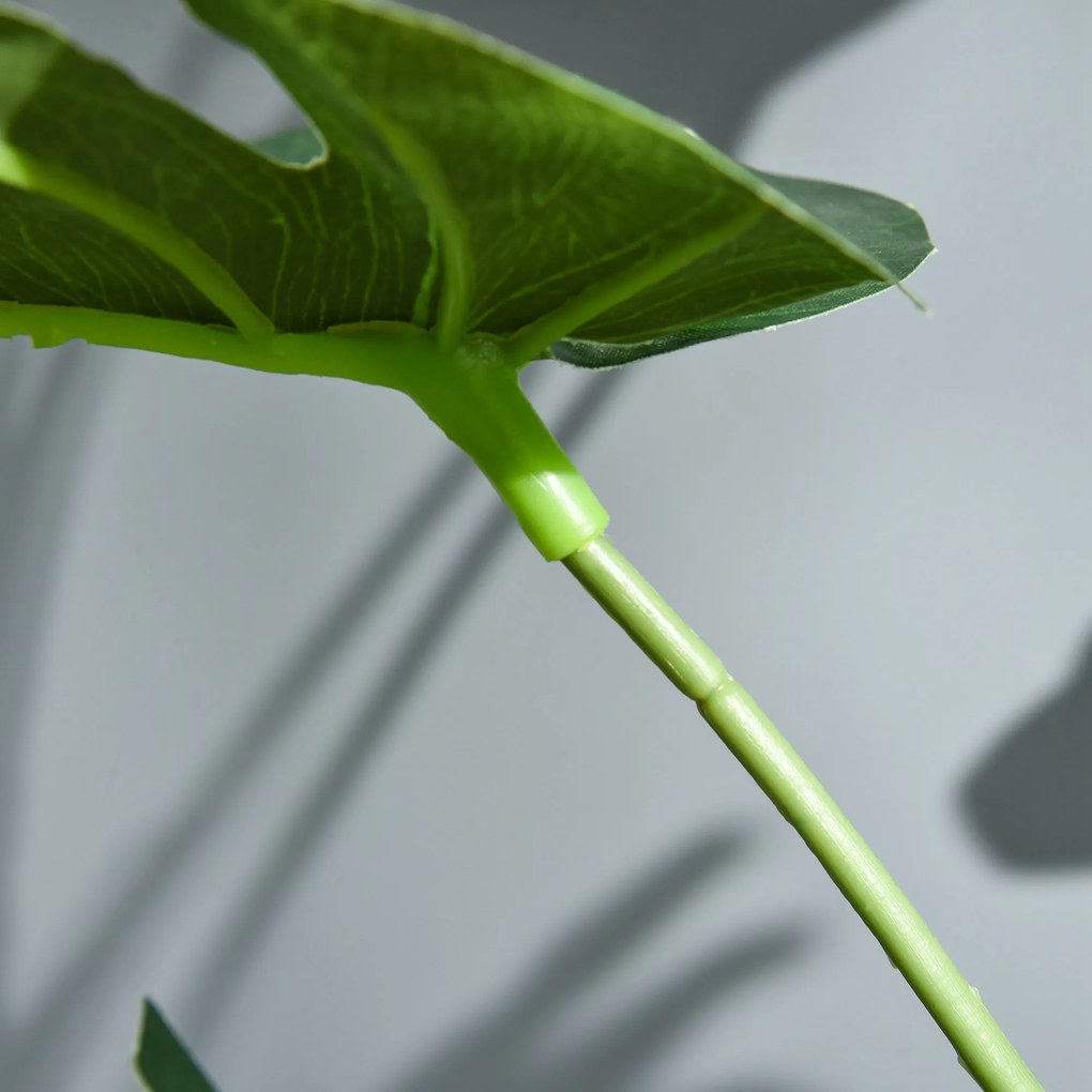 Umělá rostlina Outsunny 100 cm Umělý Monstera s 21 listy a květináčem do domácnosti nebo kanceláře Zelená