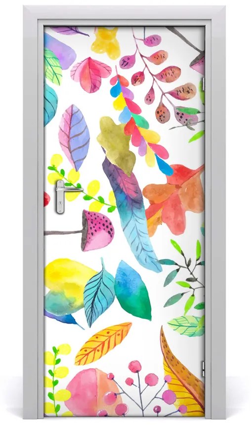 Samolepící fototapeta na dveře listí a houby 75x205 cm