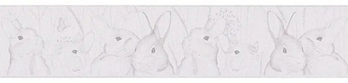 30330-1 dětské bordury na zeď Lovely Friends | 17 cm x 5 m | bílá, šedá