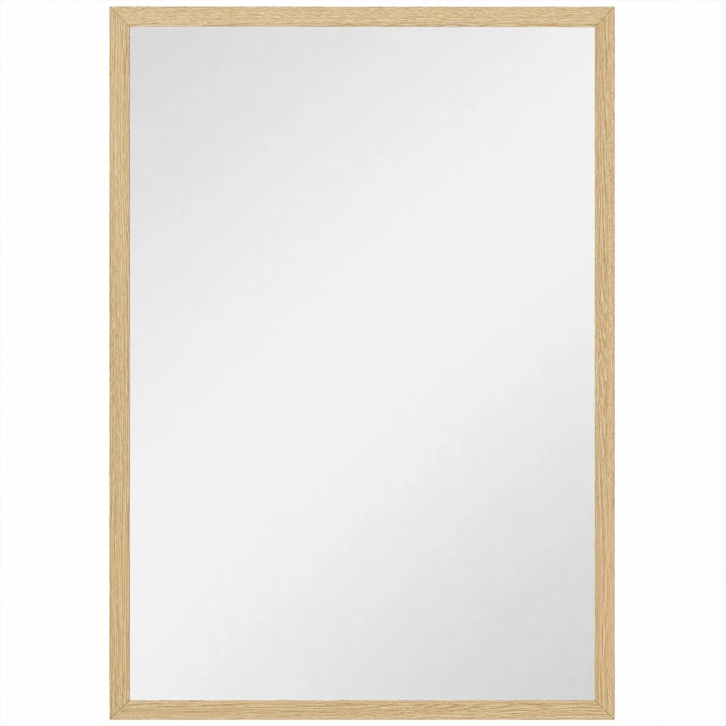 HOMCOM Nástěnné zrcadlo 50 x 70 cm Dekorativní zrcadlo se 4 háčky, obdélníkové zrcadlo do ložnice, koupelny