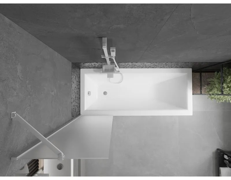 Mexen Next, vanová zástěna 1-křídlová 50 x 150 cm, fixní křídlo, 6 mm námraza sklo, bílý profil, 895-050-000-00-30-20