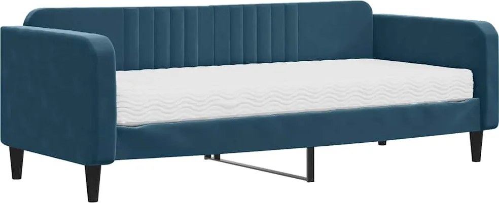 Válenda s matrací modrá 90 x 200 cm samet 3197038