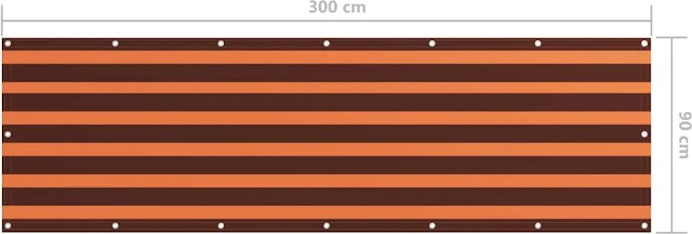 Balkónová zástěna oranžová a hnědá 90 x 300 cm oxfordská látka 134928