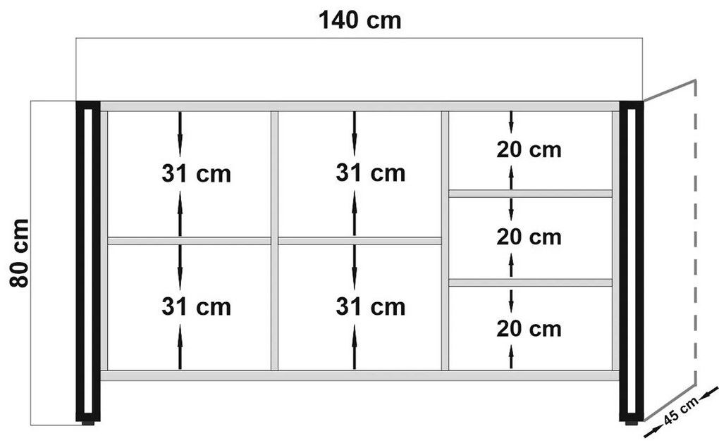 Designová komoda Ilaria 140 cm borovice