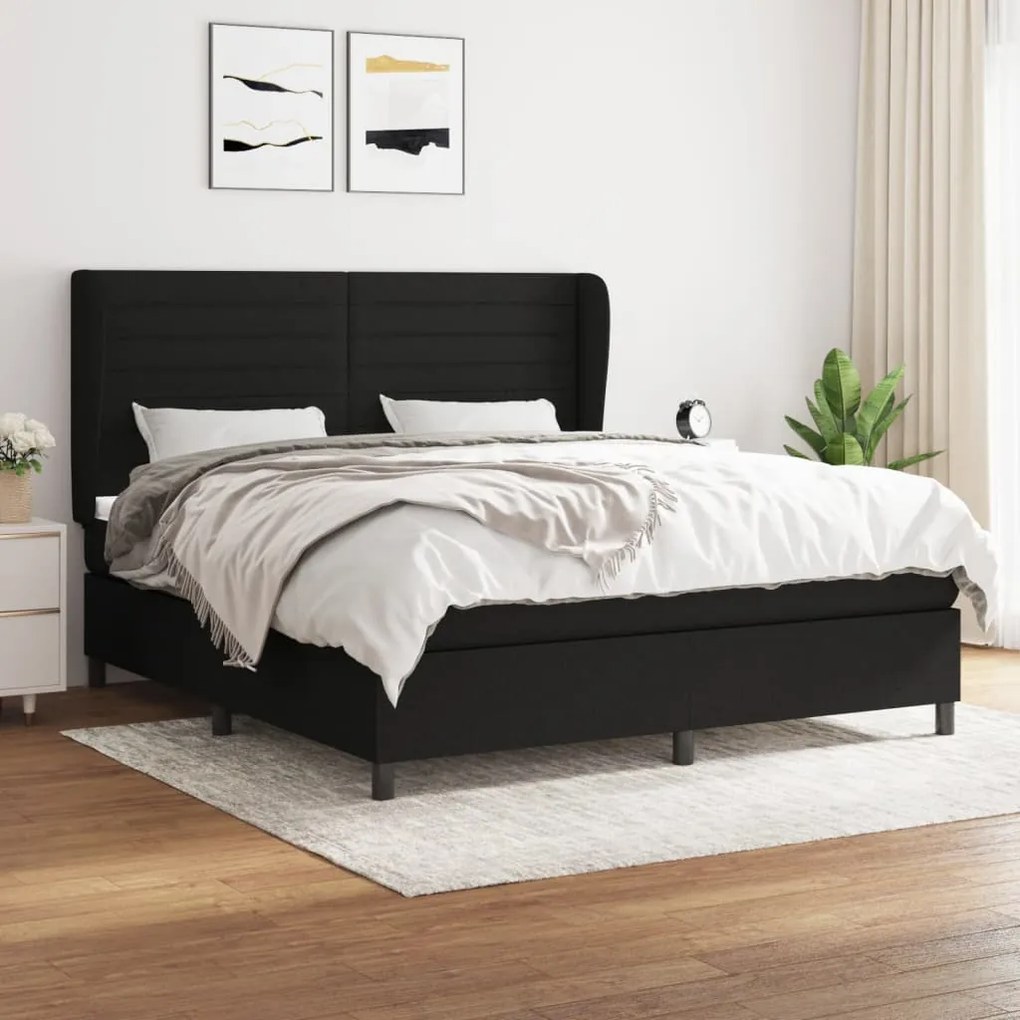 Box spring postel s matrací černá 160x200 cm textil 3128055