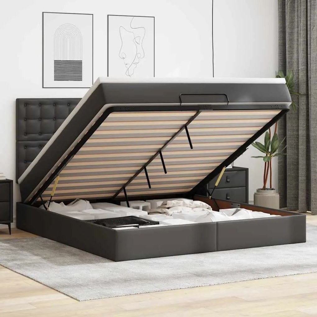 Osmanský rám postele s matrací černá 180x200cm umělá kůže 3313865