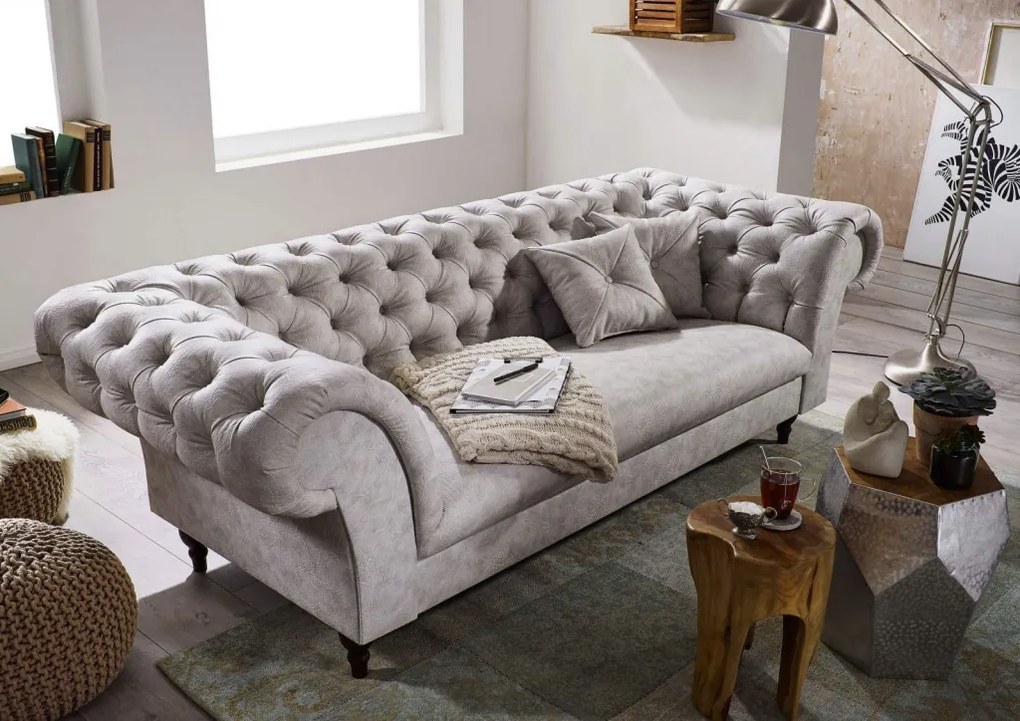 Askont R Pohovka 3M light gray Chesterfield Preston