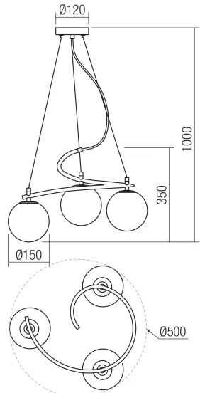 Redo 01-2716 - Lustr na lanku VOLLEY 3xE14/28W/230V černá